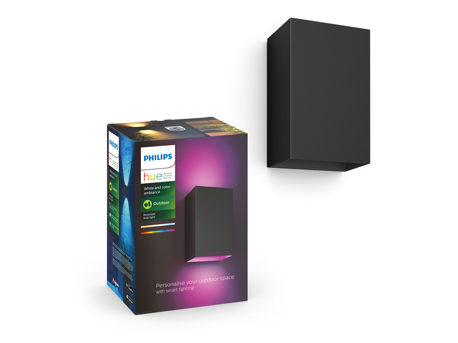 Philips Hue Outdoor Resonate Wall Lantern - Zwart | Op voorraad