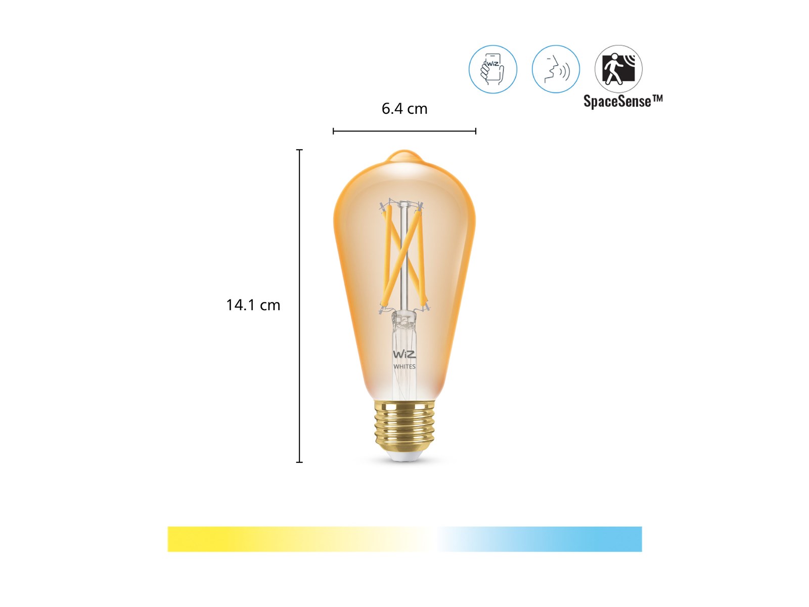 WiZ Tunable ST64 E27 Amber Smart Filament Bulb - Dimmable warm-to-cold ...