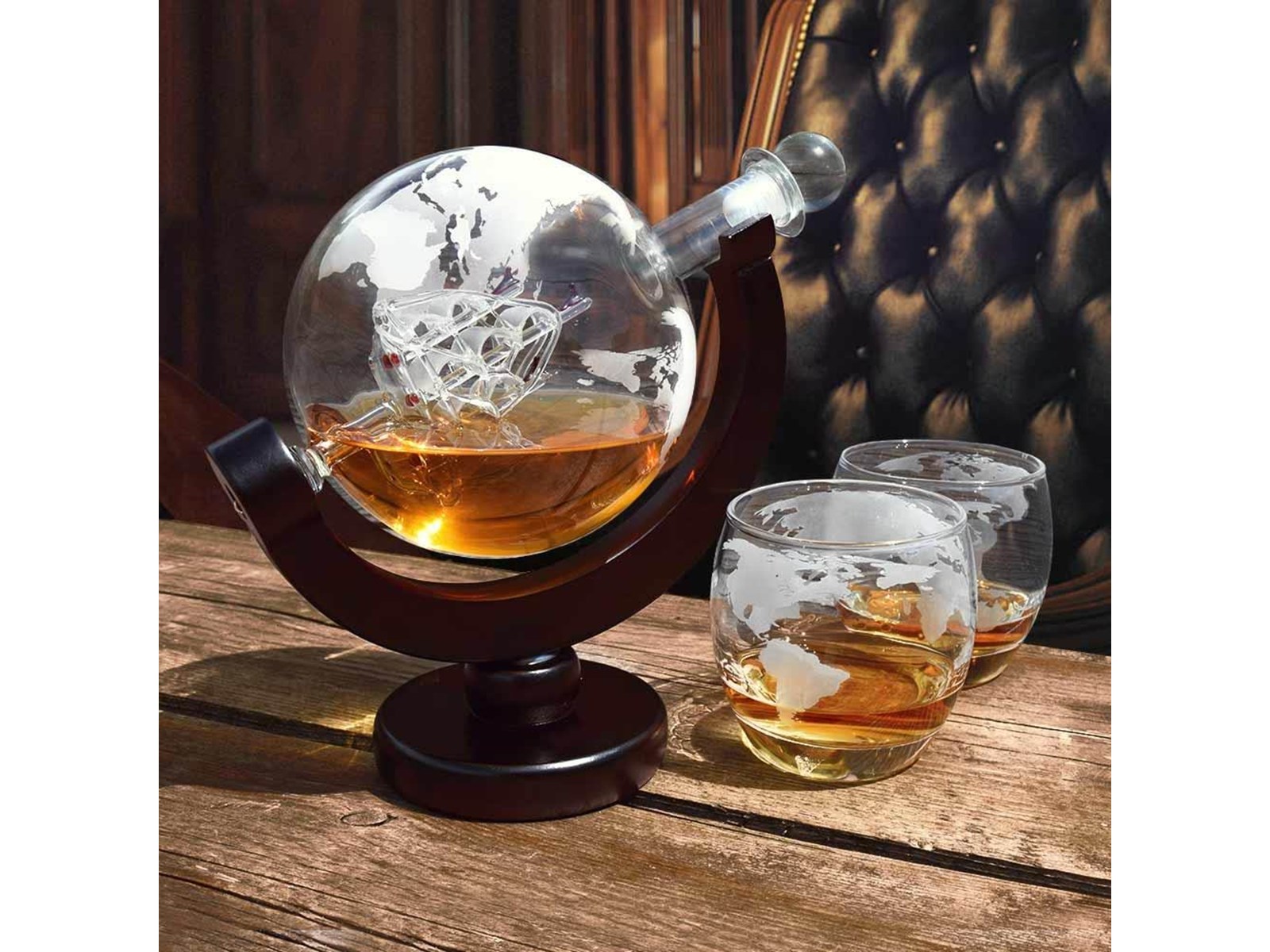 Mikamax Globe Decanter Set: Wereldbol Karaf Set | Op voorraad
