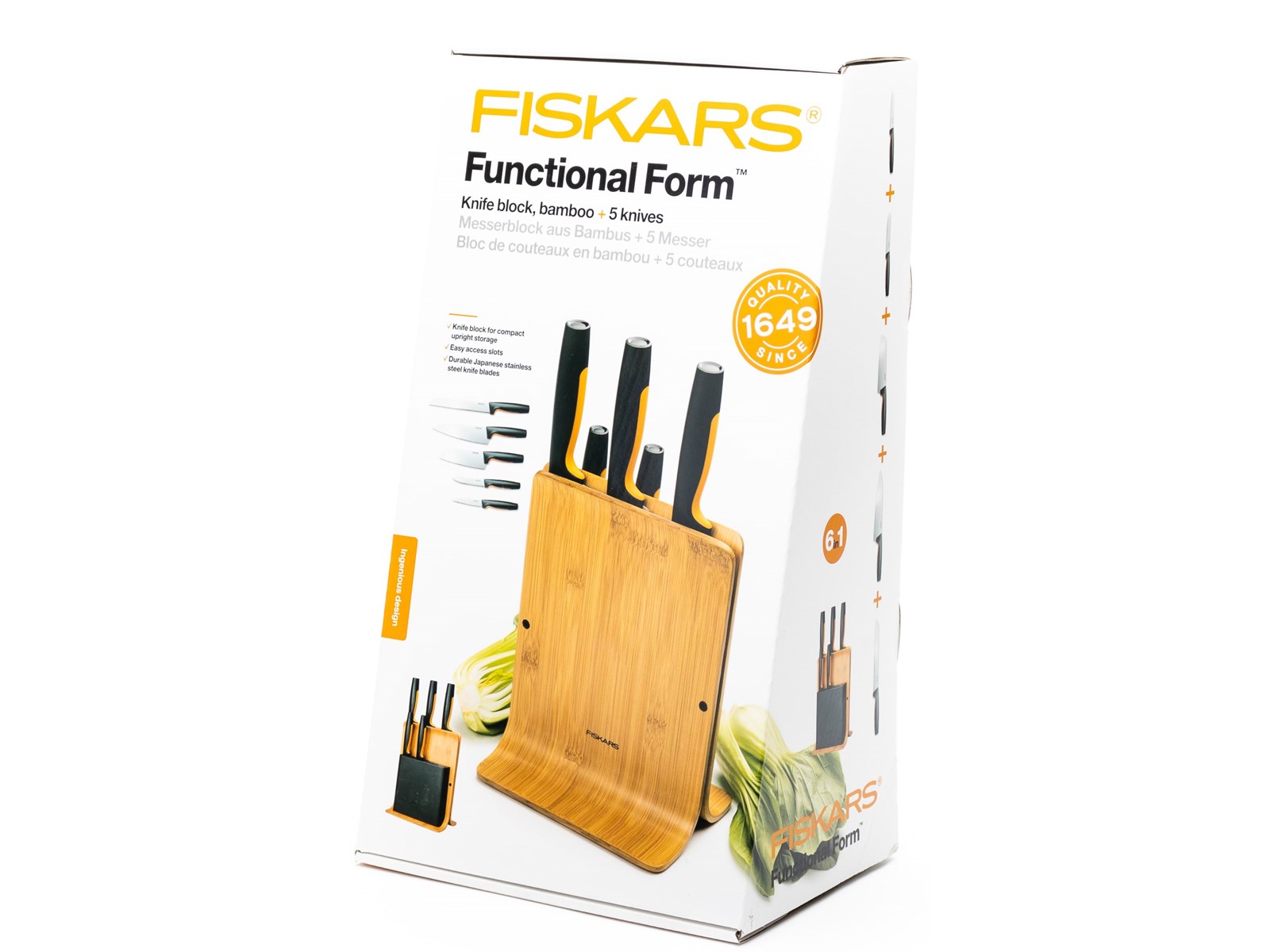 Fiskars Functional Form Bamboe knife block 5 Messen | Voordelig