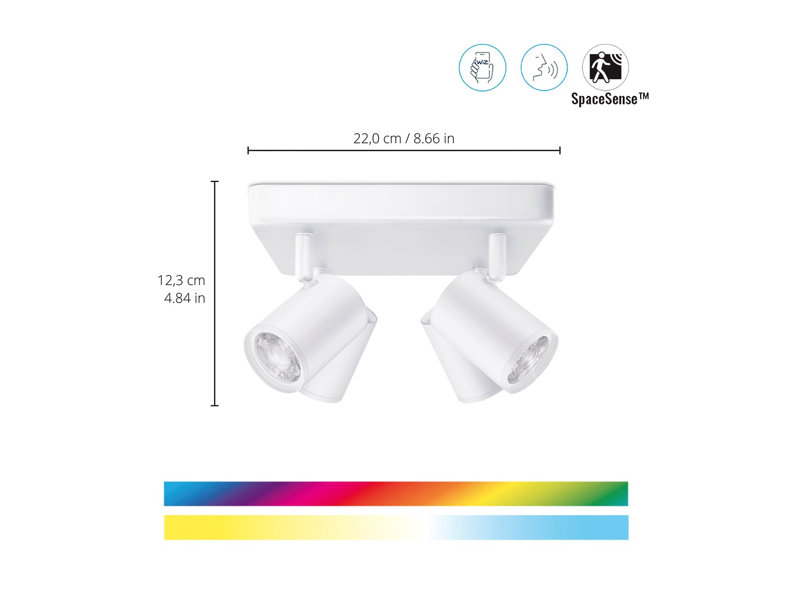 WiZ Imageo 4x Adjustable Smart Spotlight with Square Plate Tunable ...