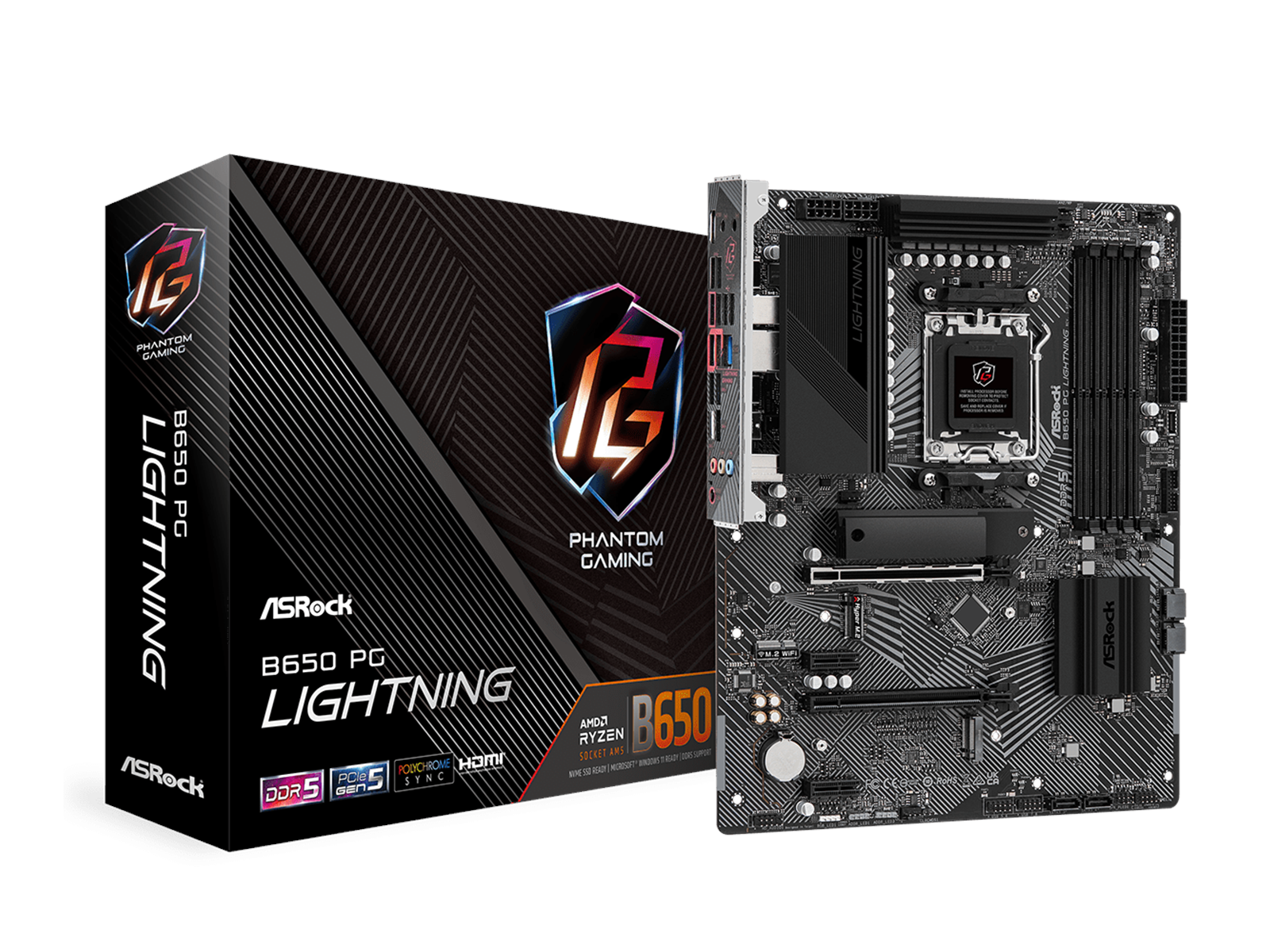 ASRock B650 PG Lightning Moederbord - AMD B650 - AMD AM5 socket - DDR5 ...
