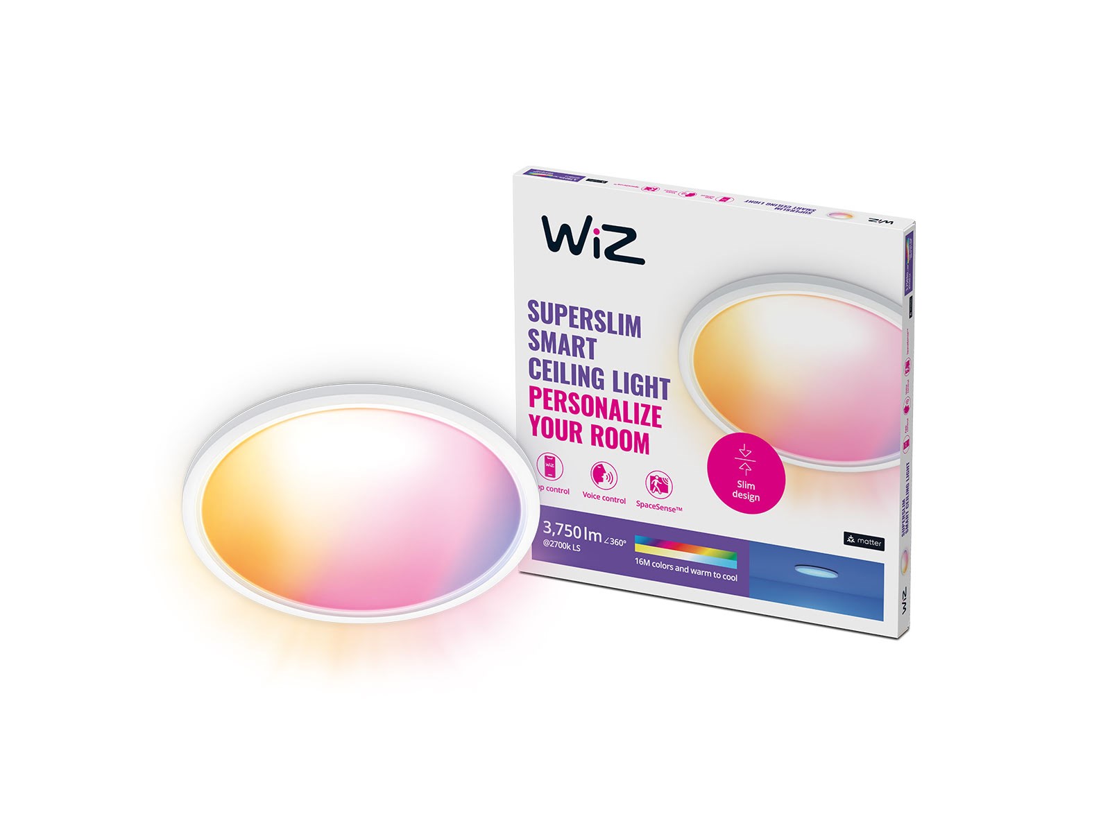 WiZ SuperSlim Smart Ceiling Light 32W Tunable White & Dimmable Ultra ...