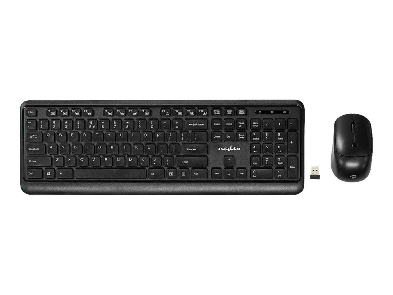Nedis - keyboard and mouse set - QWERTY - US - black - Keyboard and ...