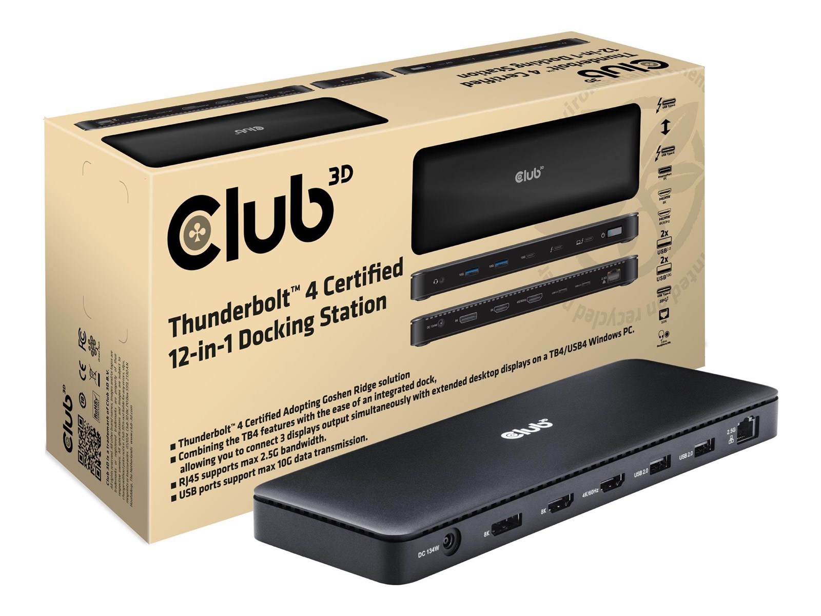 Club 3D 12-in-1 - docking station - USB-C / USB4 / Thunderbolt 3 ...