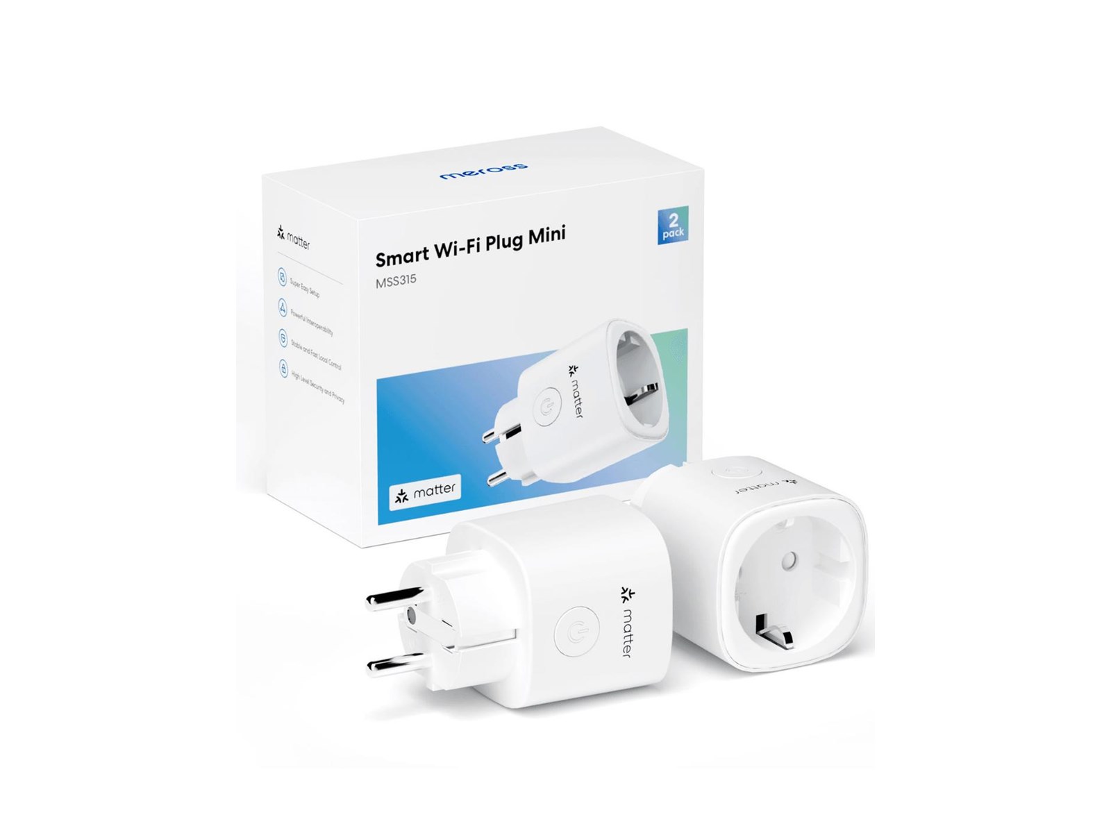Meross Matter Smart Plug with Enery Monitor (2-Pack) | Voordelig