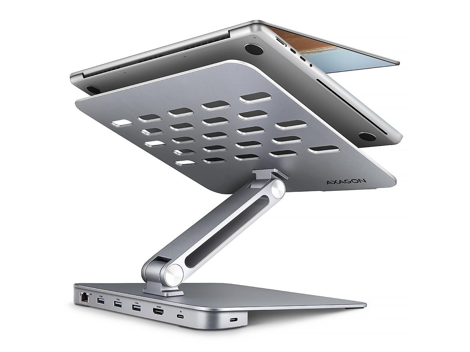 AXAGON Aluminium Stand 7-in-1 USB-C 5 Gbps Hub USB hub - 7 - USB 3.2 ...