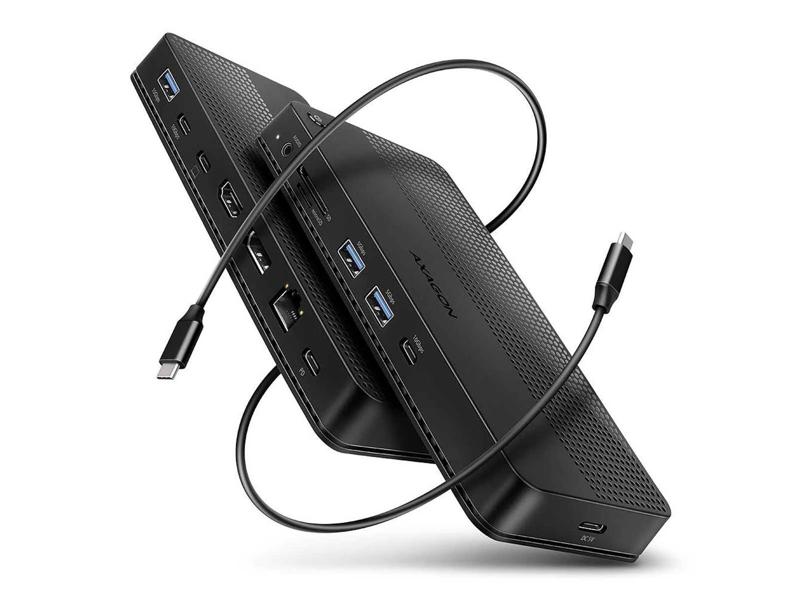 AXAGON Dual 4K Display 12-in-1 USB4 40 Gbps HUB USB hub - 12 - Zwart