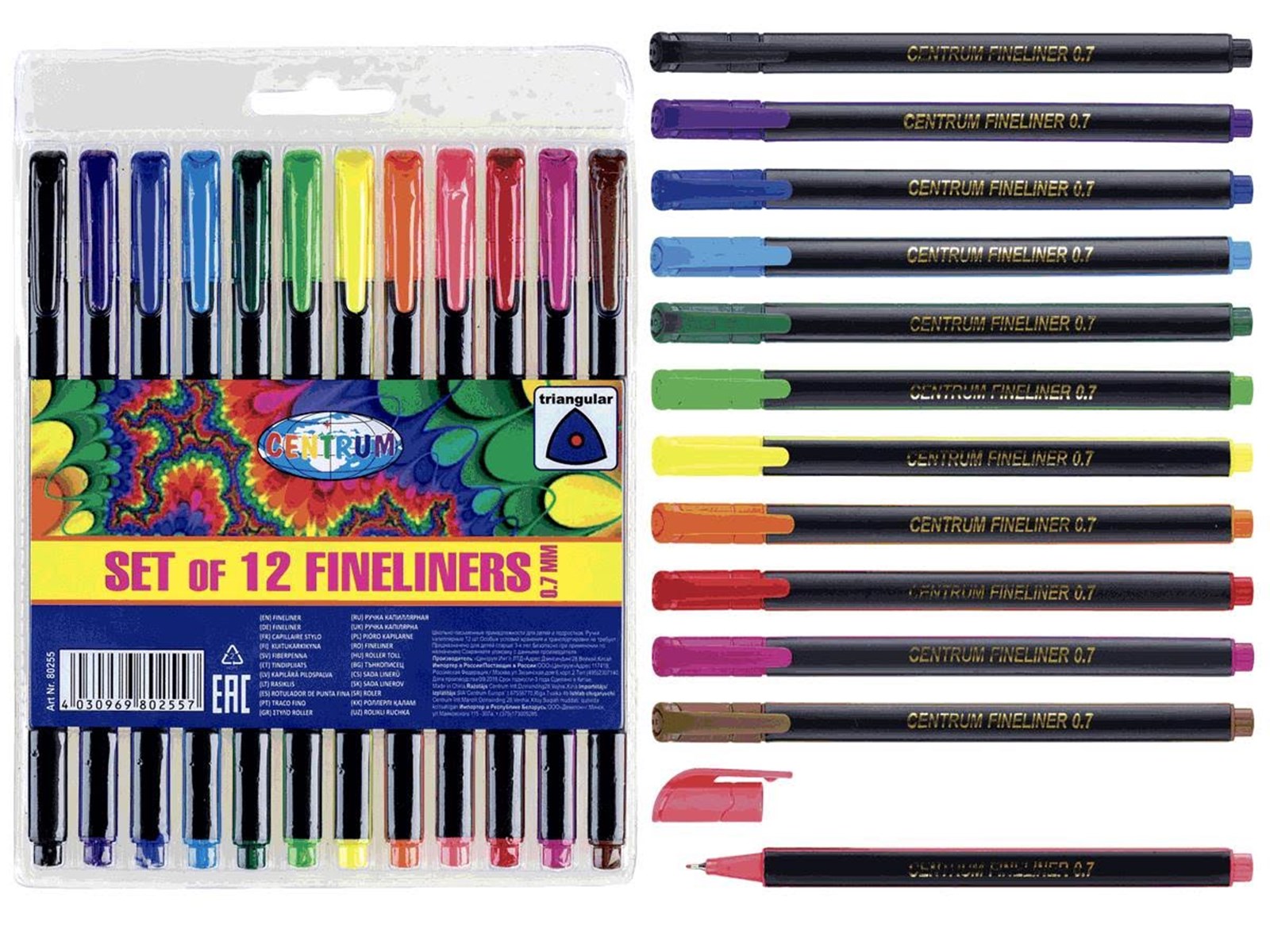 CENTRUM Fiber pen 12 pcs. ass. Triangular. | Voordelig
