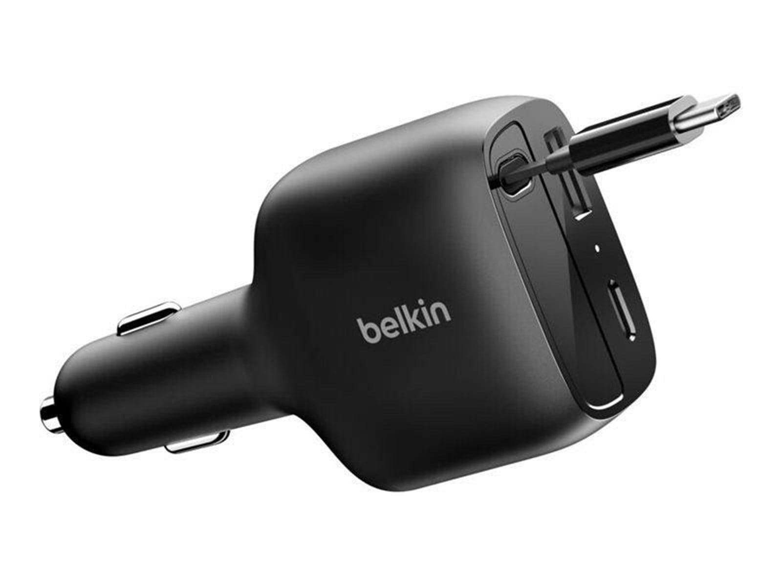 Belkin BoostCharge car power adapter - retractable - USB 2 x USB-C - 75 ...