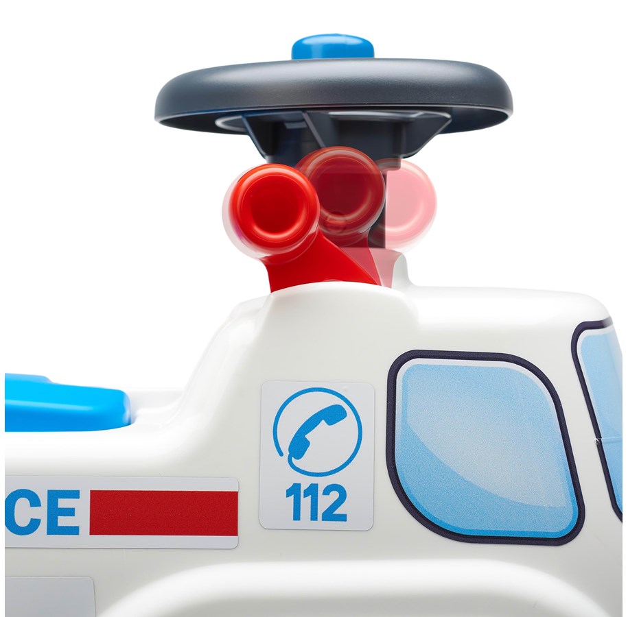 Falk Ambulance ride-on with storage steering wheel and horn