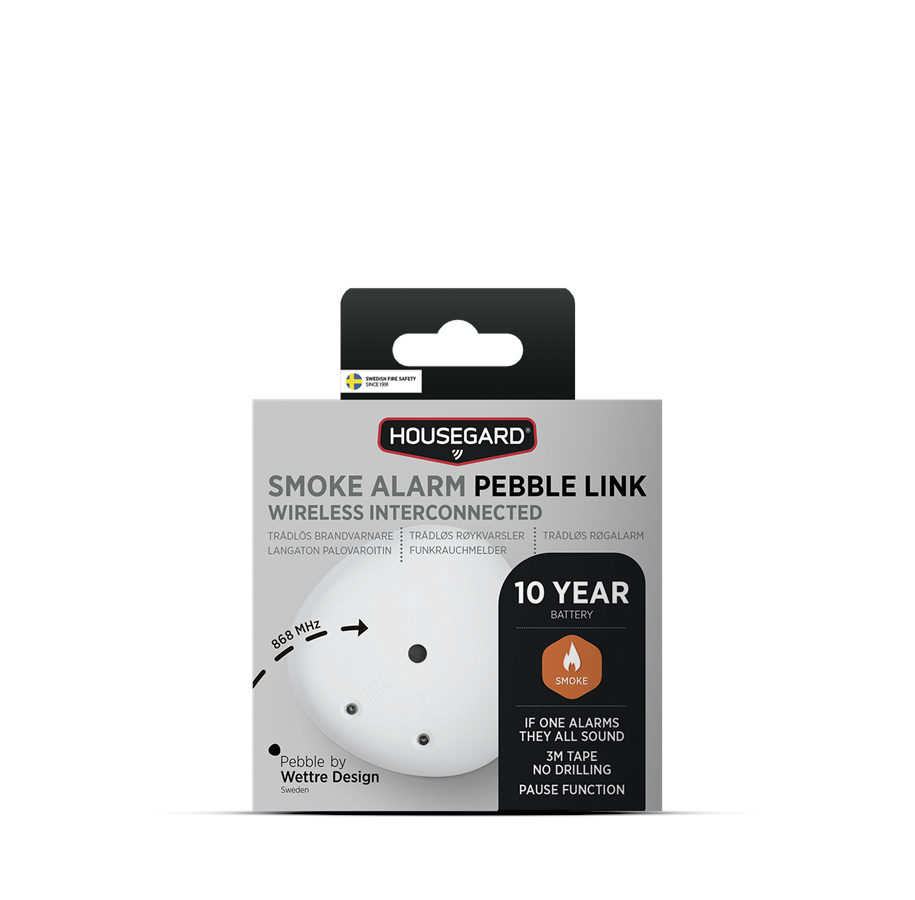 Housegard Smoke Alarm Pebble Link Wireless Interconnected, 1-pack
