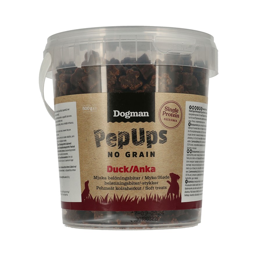 Dogman PepUps No Grain Eend Hondensnoepjes 500g | Op voorraad