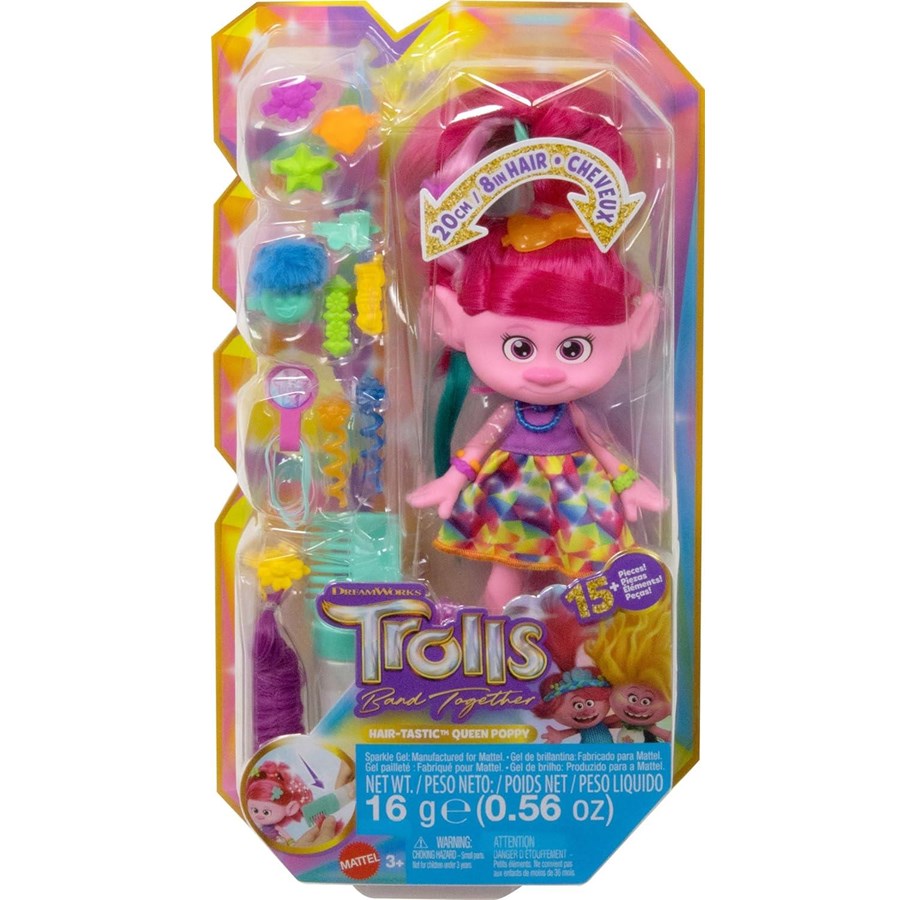 Mattel Dreamworks Trolls Band Together Hair-Tastic Queen Poppy Fashion Doll