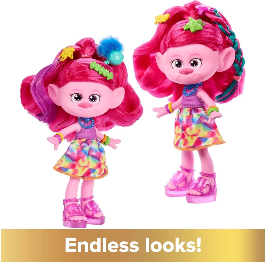 Mattel Dreamworks Trolls Band Together Hair-Tastic Queen Poppy Fashion Doll