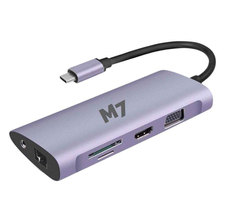 M7 USB-C 11-in-1 dock with HDMI and VGA SD microSD RJ-45 USB3.0 and USB-C