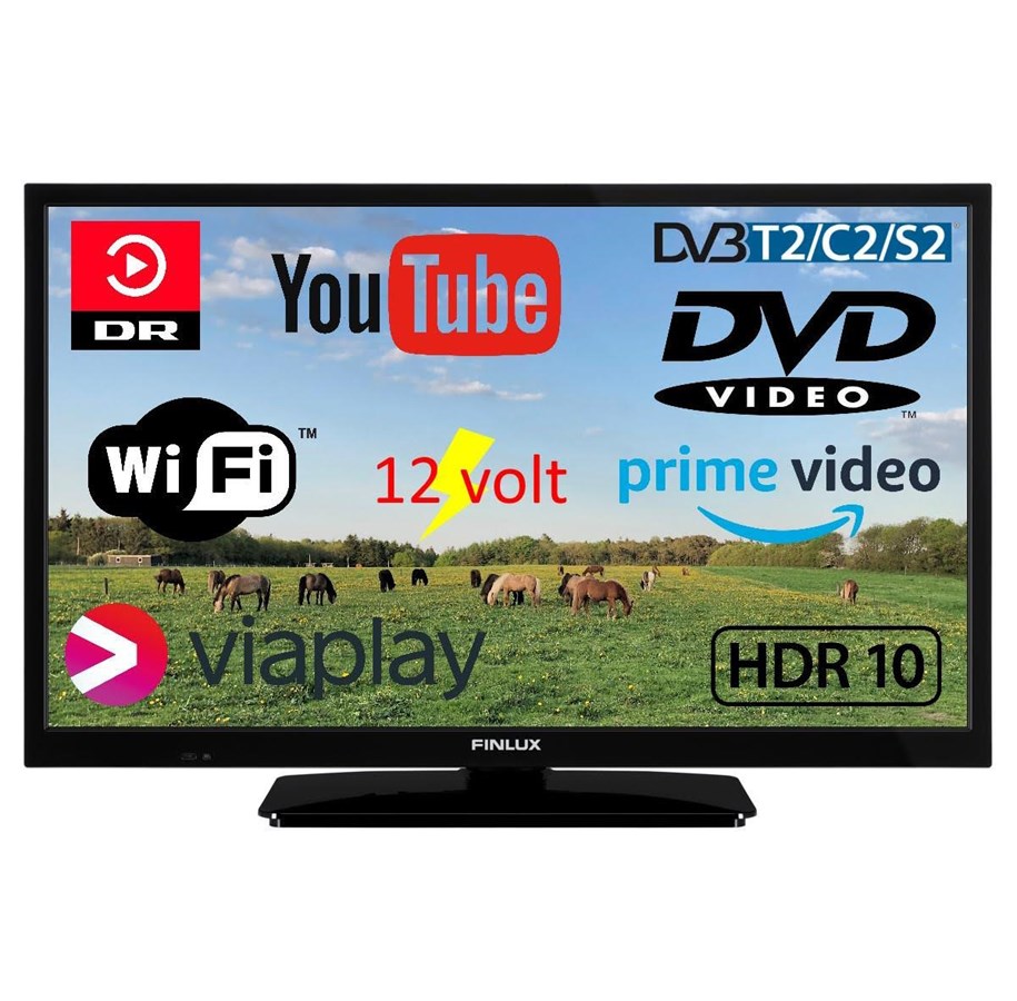 FINLUX 24" Flat screen TV LED 24FHDMG5160 TV with 12 volts and DVD