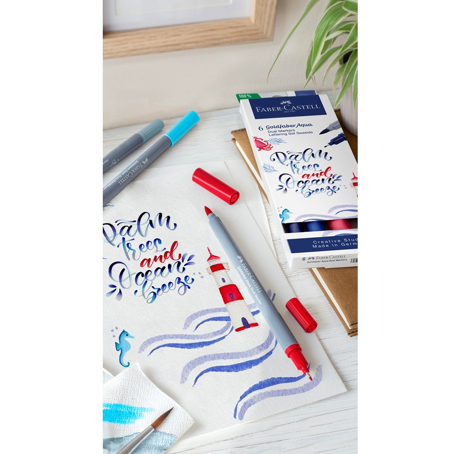 Faber-Castell Gofa Aqua Dual Marker Lettering Set Sea | Voordelig