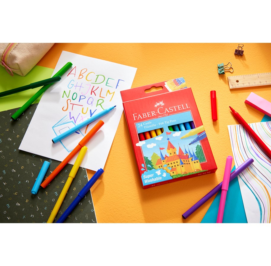 Faber-Castell Fibre-tip pen Castle Cardboardbox 24pc. | Voordelig
